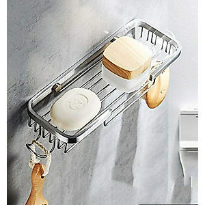 housebest Wall Mounted Brushed Nickel Shower Caddy Bath Organizer Storage Basket Soap Dish Holder Hooks Stainless Steel Shampoo, Conditioner Bathroom Accessories