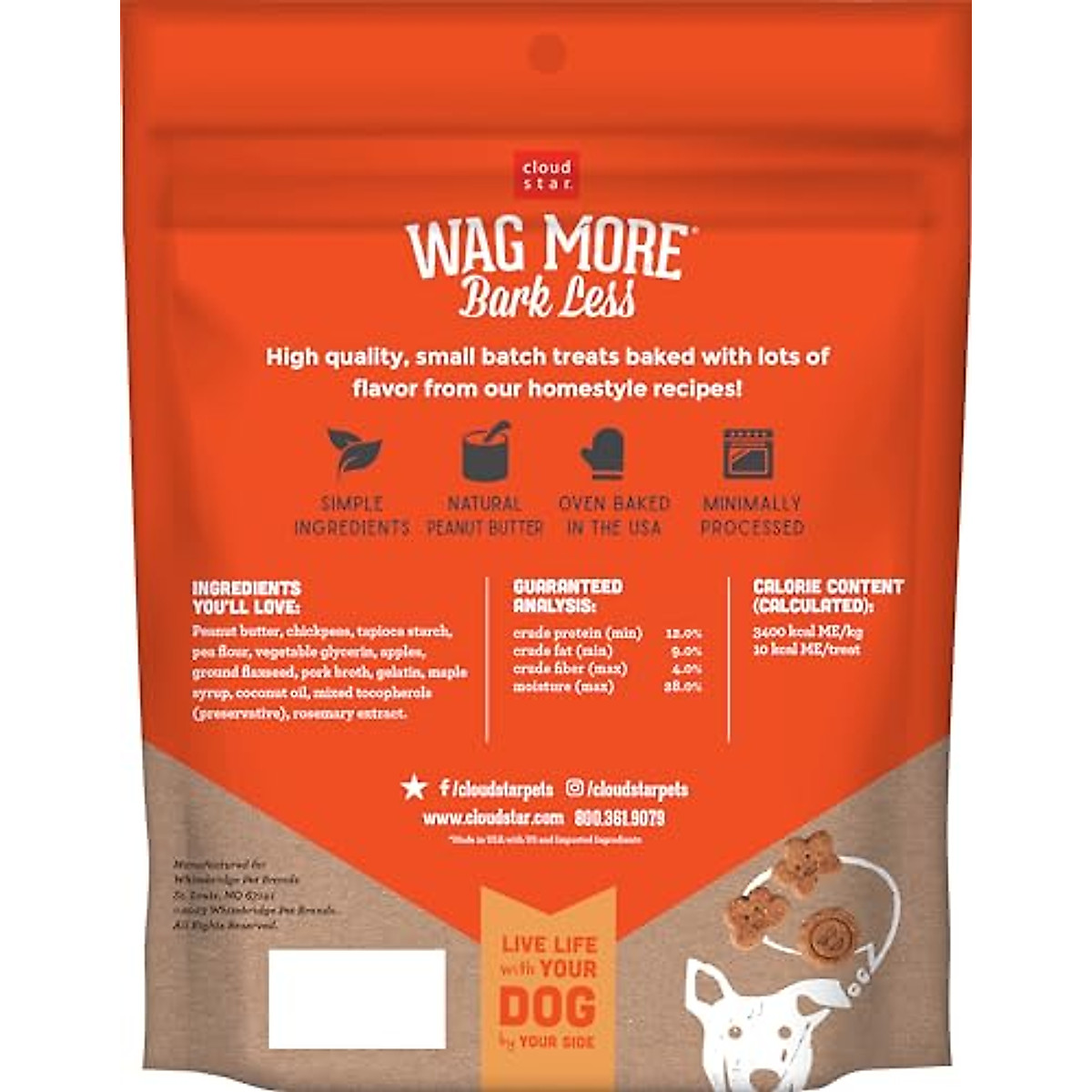 Cloud Star Wag More Bark Less Soft Chews Grain Free Dog Treats, Peanut Butter & Apples, 20 oz. Pouch