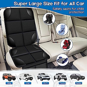 JVXYUIEH Car Seat Protector, 2 Pack Seat Protector for Child Car Seat, 600D Fabric Waterproof Carseat Protector Car Seat Cover with Non-Slip Backing for Child Pet Carseat with 2 Mesh Storage Pockets