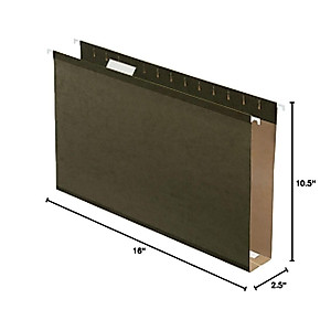 Pendaflex Extra Capacity Reinforced Hanging File Folders, 2", Legal Size, Standard Green, 1/5 Cut, 25/BX (4153x2)