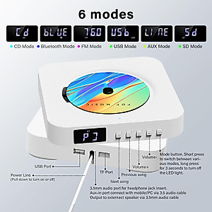 ZYOKATA CD Player Portable with Bluetooth 5.1 Desktop Music CD Player with Remote Control, Boombox, FM Radio, LED Screen, Support AUX/USB Headphone Jack for Home