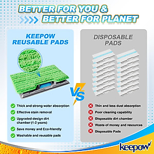KEEPOW Reusable Mop Pads Refills, Vacmop Replacement Pads Compatible with Shark Vac Mop VM252 VM200 VC205 VM250 /QM250 VM190 VM200P12, Hardwood Floor Mop Pad with Upgraded Dirt Chamber (1+2+3 Pads)
