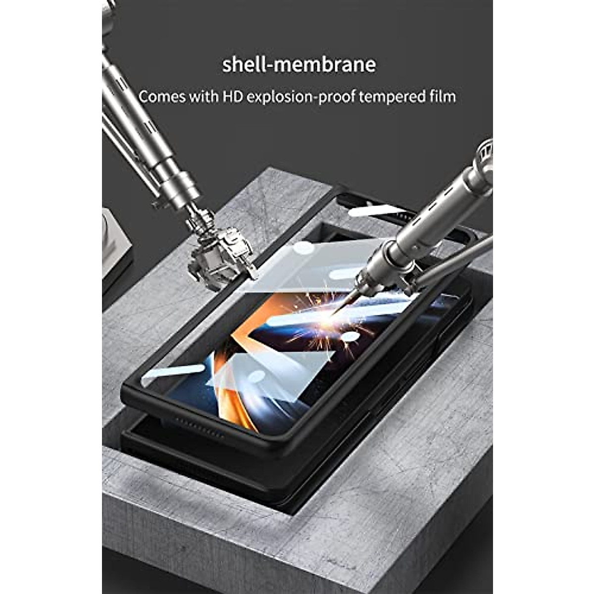 BAILI Galaxy Z Fold4 Case with Kickstand,360° full body protection Built-in Three-speed Adjustable Stand for Z Fold 4,Come with HD Explosion-proof Glass Screen Film for Samsung Galaxy Z Fold4-Wine Red