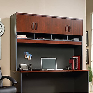 Sauder Via Hutch, L: 59.45" x W: 14.49" x H: 42.8", Classic Cherry Finish