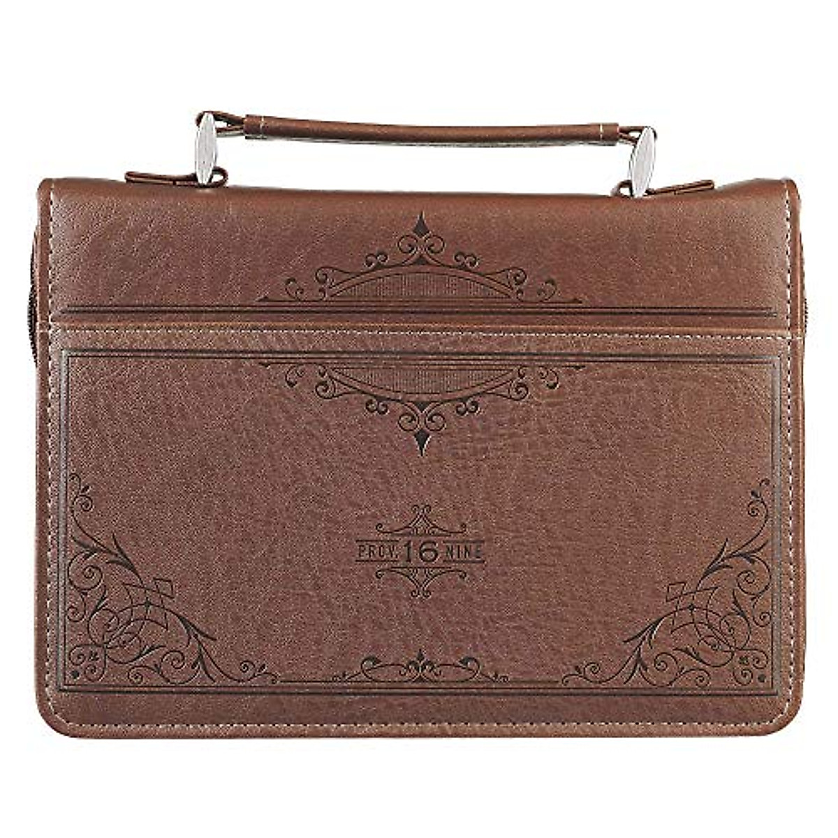 Christian Art Gifts Men's Classic Bible Cover A Man’s Heart Proverbs 16:9, Brown/Tan Faux Leather, Medium