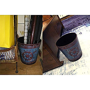 Daliuing Waste Can Creative British Leather Round Trash can for Household use Garbage Waste Basket for Washroom/Bathroom