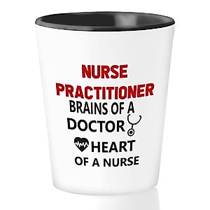 Nurse Shot Glass 1.5Oz - Idea for Nurses week Nursing Student Nurse Appreciation Week Future Doctor NICU - Nurse Practitioner Brains of a Doctor Heart