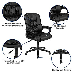 Flash Furniture Flash Fundamentals Big & Tall 400 lb. Rated Black LeatherSoft Swivel Office Chair with Padded Arms