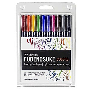 Tombow 56429 Fudenosuke Colors Brush Pens, 10-Pack