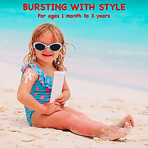 Optix 55 Baby Sunglasses, 100% UV Protection Infants & Toddlers Sunglasses, Smoked Lenses Reduces Glare for Ages 0-12 Month to 3 Years - Rubber Injected Frame with Matching Pouch (Light Blue, smoked)