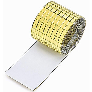 Self-Adhesive Mini Square Glass,2400pieces Gold Square Mirrors Mosaic Tiles 5x5mm Each