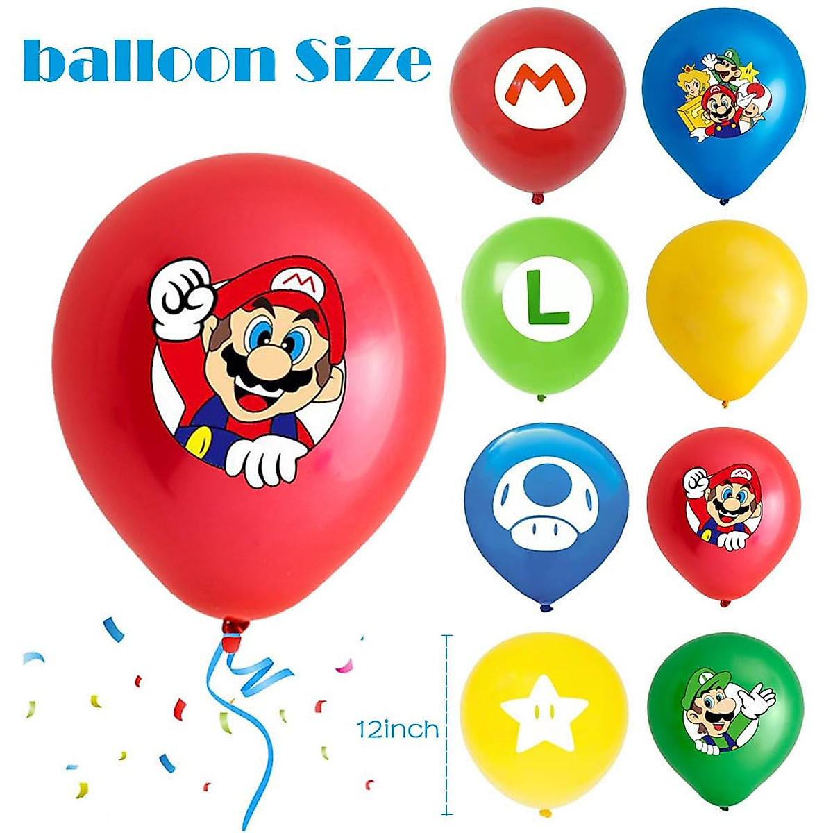 Mario Birthday Party Supplies,41Pcs Mario Balloons,12 inch Mario Latex Balloon for Kids Mario Birthday Decorations, MBros Themed Birthday Balloons for Kids Boys Girls Mario Party Favors