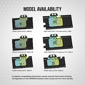 Corsair Hydro X Series XG7 RGB 4090 Founders Edition GPU Water Block - for NVIDIA® GeForce RTX™ 4090 FE - CNC Nickel-Platted Copper, 50 Cooling Fins, Included Backplate & ARGB Adapater Cable - Black