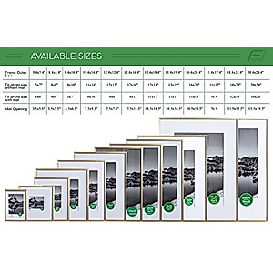 FrameWorks 11”x14” Matted to 8”x10” – Deluxe Brass Gold Aluminum Contemporary Picture Frame with Tempered Glass and Removable Mat