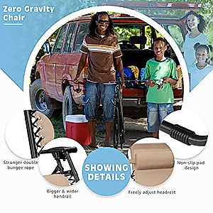 Devoko Patio Zero Gravity Chair Outdoor Folding Recliner Chairs with Table Pool Side Using Lawn Chair Sets with Pillow (Light Beige)