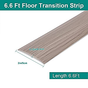 Yuzzy Floor Transition Strip Self Adhesive Floor Cover Strips Flexible Threshold Strips 78.7in L x 2in W Self Adhesive Flooring Transitions Strip Vinyl Floor Flat Divider Strip Grey Wood Grain(6.6FT)