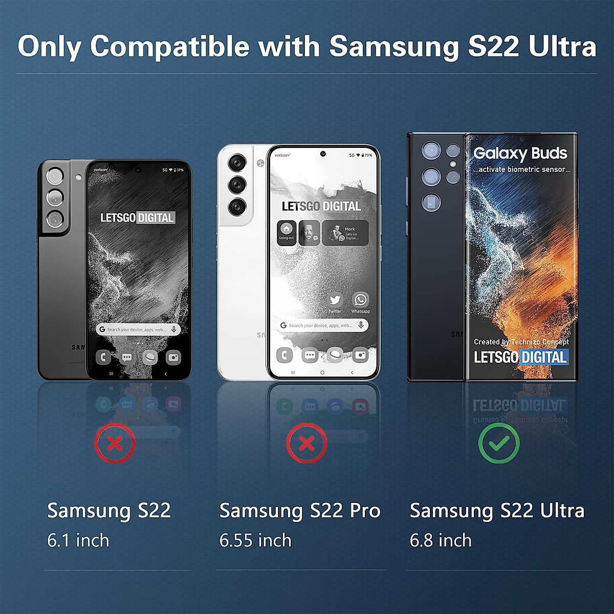 AACL [Fingerprint Compatible][3-Pack] 3D Curved Tempered Glass for Samsung Galaxy S22 Ultra 5G Screen Protector, [Easy Installation with Alignment][Anti-Scratch][Case Friendly]