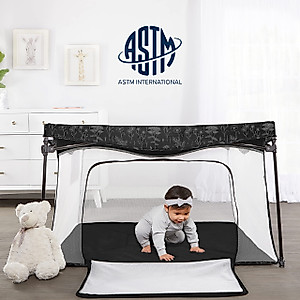 Dream On Me Ziggy Square Playpen Black and White/Easy Set Up/Breathable Mesh Walls/Stylish Finishes/Folds Compactly/Easy Storage/Lightweight/Ideal for Travel