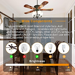 Ceiling Fan Remote Control Kit, Universal Wall Mount Fan Switch Replacement for Hampton Bay Harbor Breeze Hunter, UC9050T Wired Transmitter & R28 Receiver Kit, Fan 3 Speed Adjustable and Light Dimmer