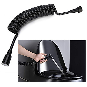 Qcwwy Shower Hose, 2m Copper Bidet Shower Hose Black Shower Hose Inlet Hose for Water Plumbing Toilet Bidet Sprayer Flexible Retractable Spring Shower Hose Accessory,