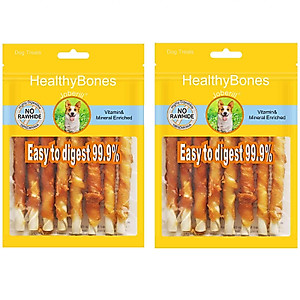HealthyBones Chicken Breast Wrapped Natural Dog Treats for German Shepherd Dog and Other Large Herding Dogs, 18 Count