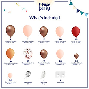 HOUSE OF PARTY Burgundy Balloon Garland Kit - 158 Pcs Metallic Rose Gold, Pink, Burgundy and Gold Balloons Arch Kit for Graduation Birthday Decorations and Christmas decor