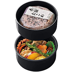 Skater Kiki's Delivery Service 2 Tier Round Bento Lunch Box with Folk (17oz) - Authentic Japanese Design - Microwave Safe - Black