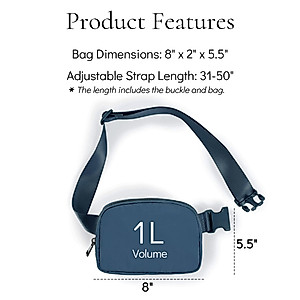 YOSHUYUKI Mini Crossbody Belt Bag - Waterproof Fanny Pack for Women, Fashionable Running Belt Pouch in Navy Blue