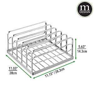 mDesign Metal Divided Stackable Purse Organizer for Closets, Bedrooms, Dressers, Shelves - Closet Shelf Storage Solution for Purses, Clutches, Wallets, Accessories - 5 Sections - Chrome