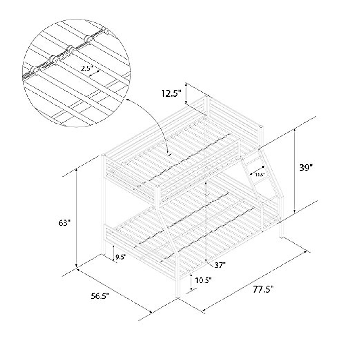 Novogratz 4146429N Maxwell Metal Bunk Bed, Twin over Full