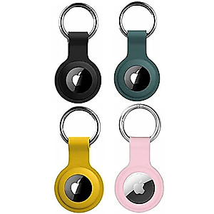 RAPGET [4 Pack] Silicone Protective Case for AirTags-Silicone Airtag Holder with Anti-Lost Keychain,Finder Items for Dogs Keys Backpacks(Four-Color)