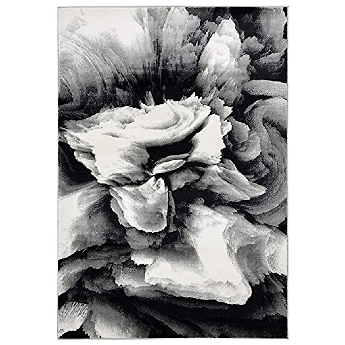 Abani Rugs Modern 5'3"x7'6" Black & White Floral Swirl Area Rug - Contemporary Geometric 3D Rug, Arto Collection