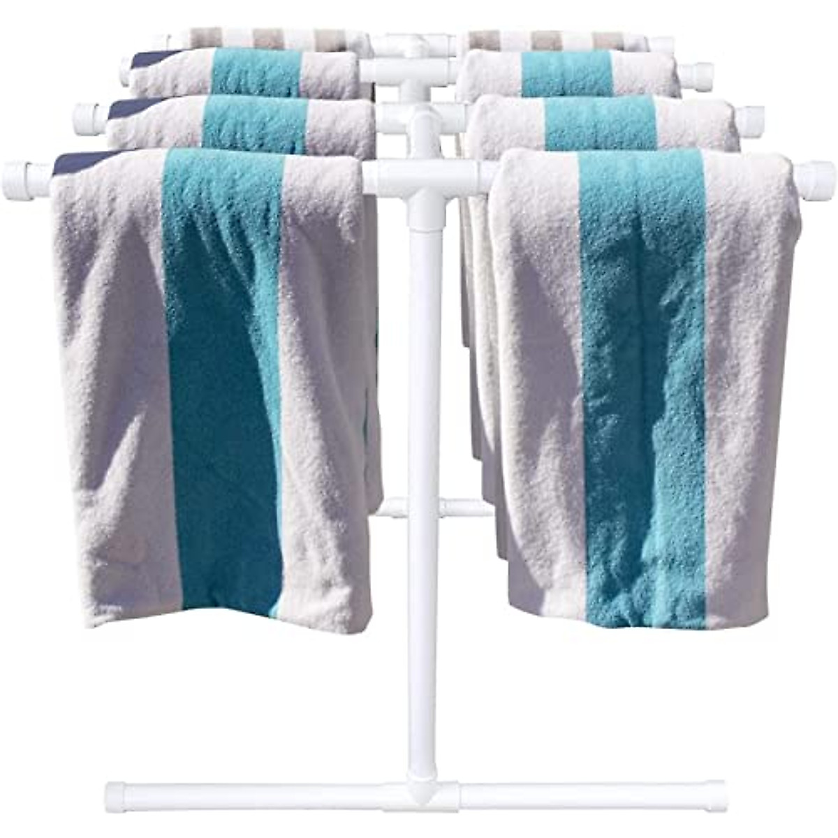 Towel Rack - Poolside Storage Organizer for Drying Wet Towels, Floats, Noodles, Paddles, 37.5" W x 37.5" L x 41" H, (White)