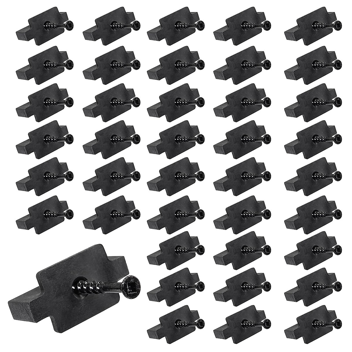 LifCratms 100Pcs Hidden Fasteners Clips for Deck Fastening, Black Nylon Plastic T Clips with Metal Screws for Composite Decking Boards Universal Deck Fastener Clips System