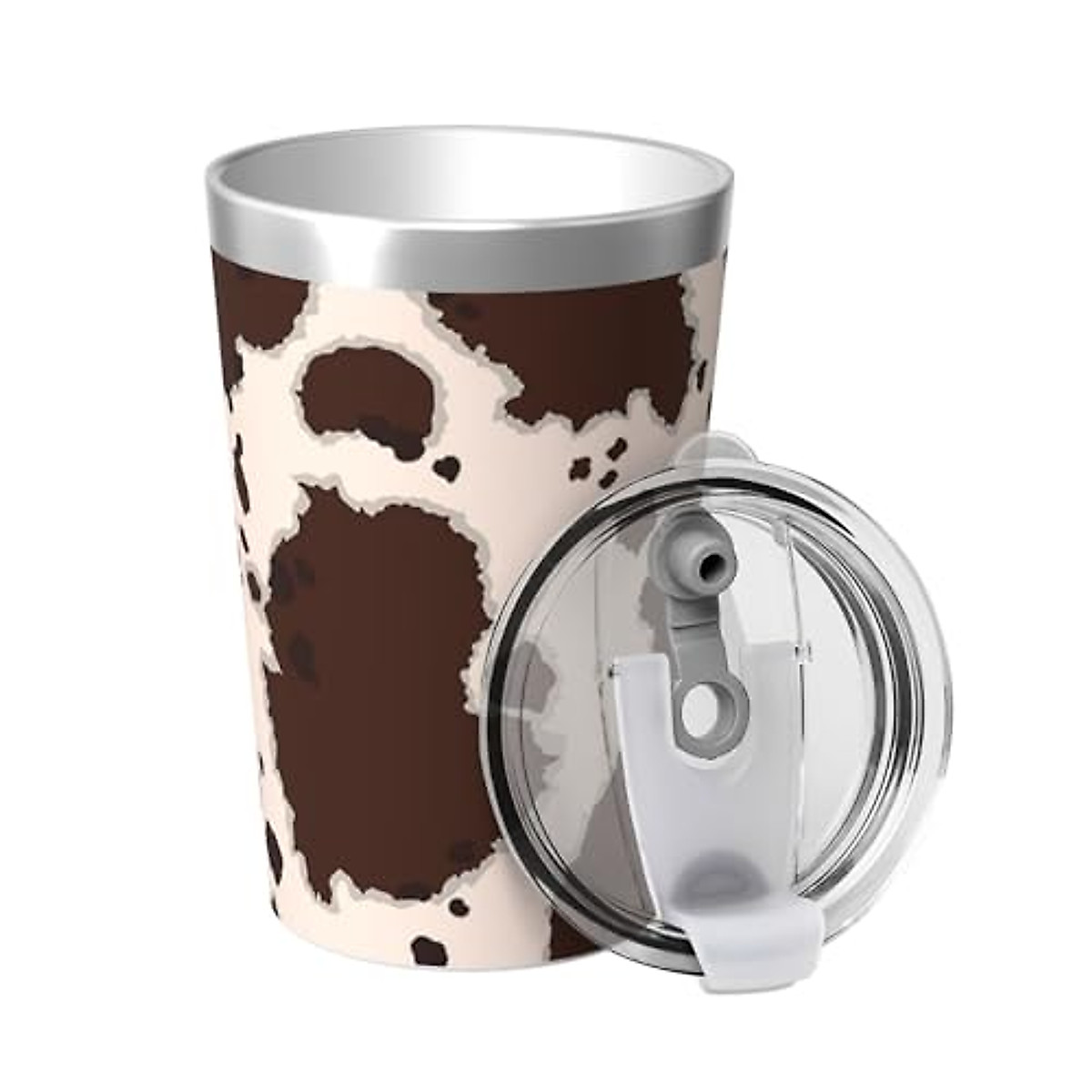 Cow Print Cute Animal Brown Spot Cow Animal Lover Gifts - 12oz Insulated Travel Mug Stainless Steel Vacuum Coffee Cup Double Wall Coffee Tumbler Reusable Thermal Cup for Hot/Iced Beverage