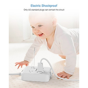 Outdoor Power Strip Weatherproof, TESSAN Waterproof Surge Protector with 4 Outlets 2 USB, Extension Cord 6 ft, Overload Protection, Shockproof, Flat Plug, Mountable for Bathroom Patio Garden, White