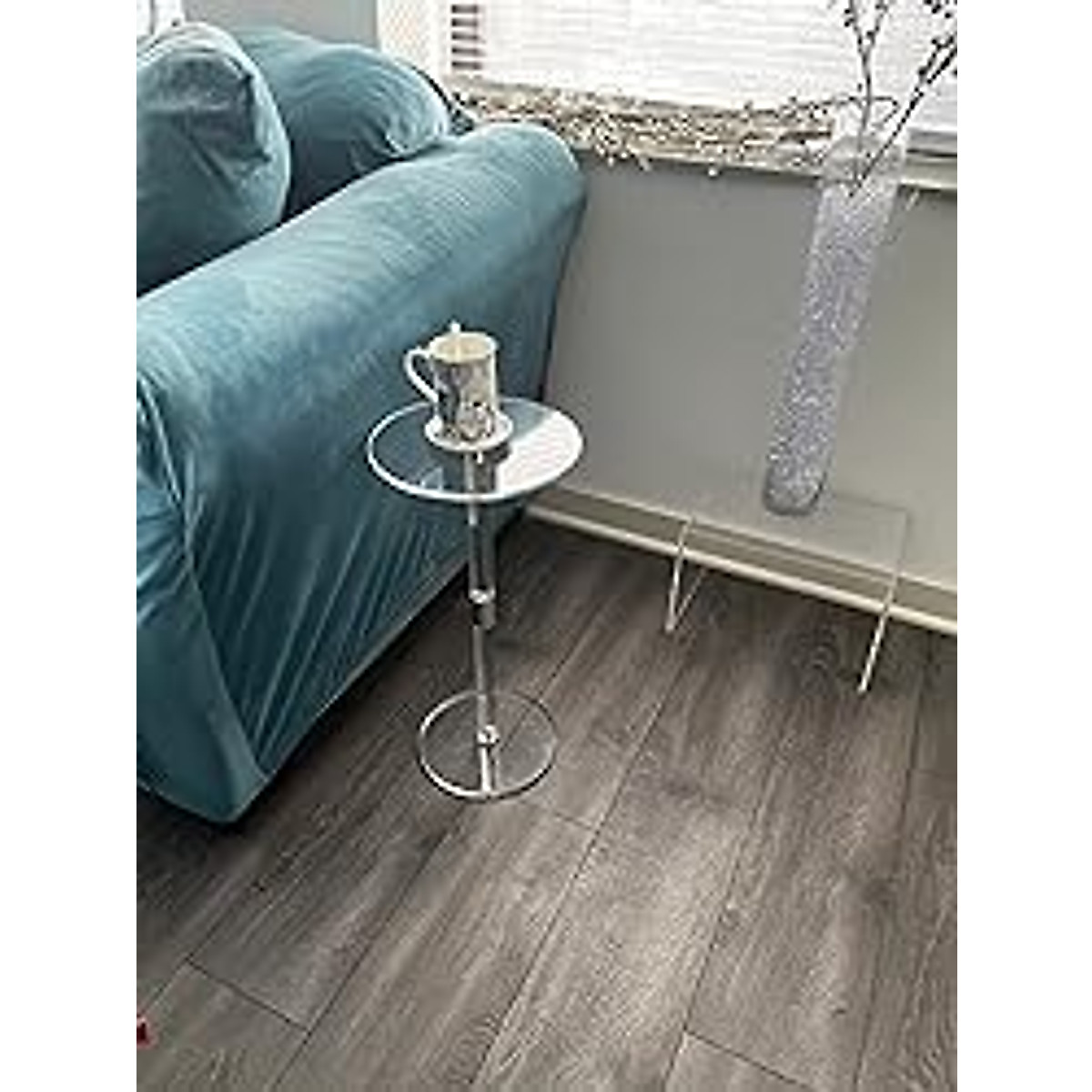 QIXIN Minimalist Acrylic Side Table Clear Acrylic Drink Table Small Round Side Table Small Table for bdaroom Small Drink Table Small Round Table