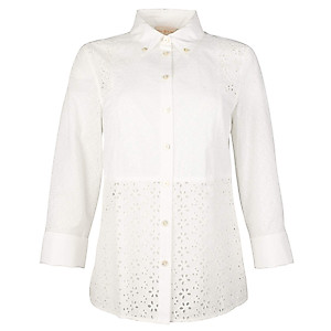 Tory Burch Women's Patchwork Eyelet Shirt Blouse NI 2
