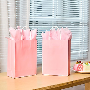 SUNCOLOR 24 Pack Small Party Favor Bags Goodie Bags for Birthday Party Gift Bags With Handle (Pink)