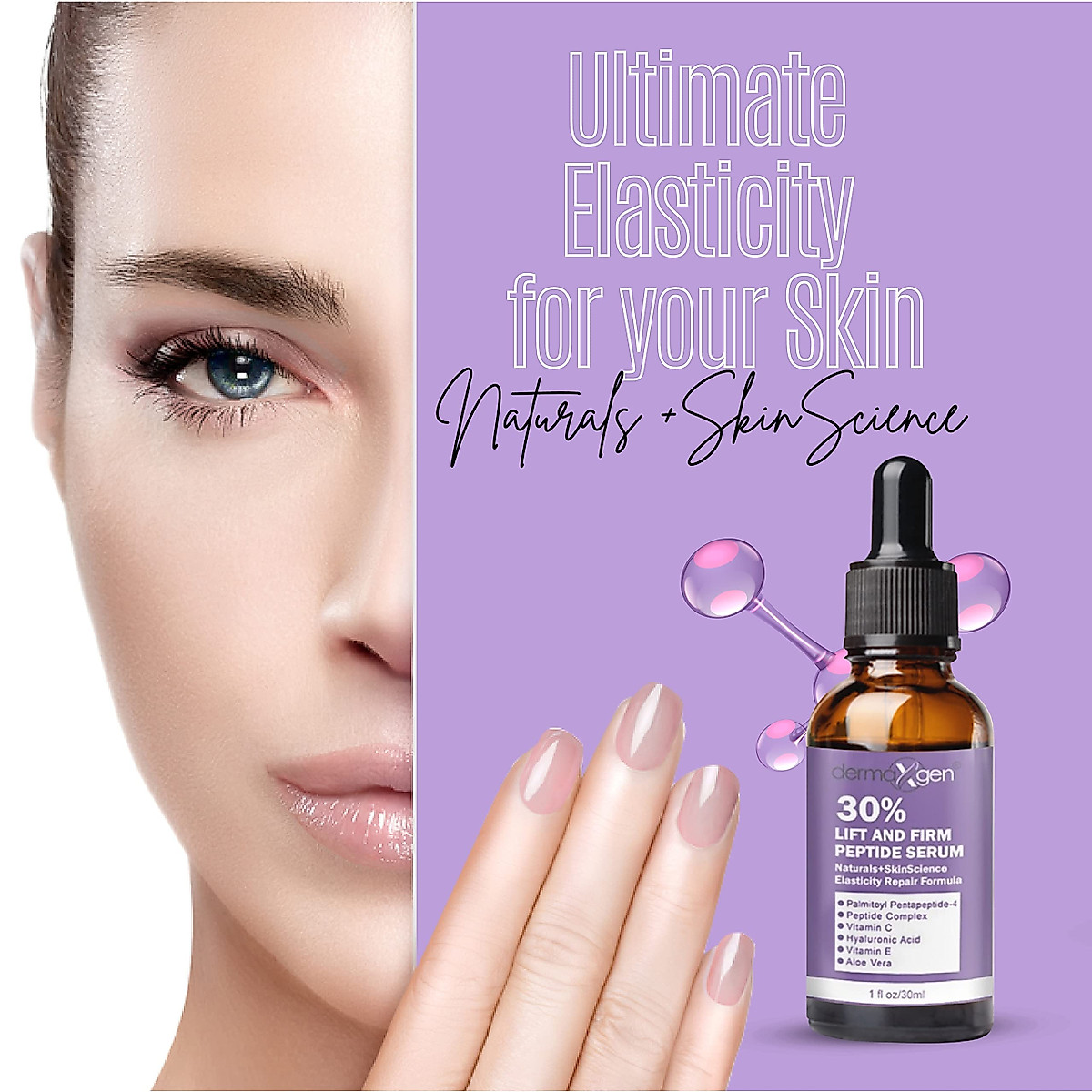 Lift And Firm - 30% Peptide Serum, Matrixyl 3000, Vitamin C & E + Hyaluronic Acid + Aloe Vera, Lifts, Firms & Tightens Skin + Pure Organic Anti-aging Serum (1 FL OZ)