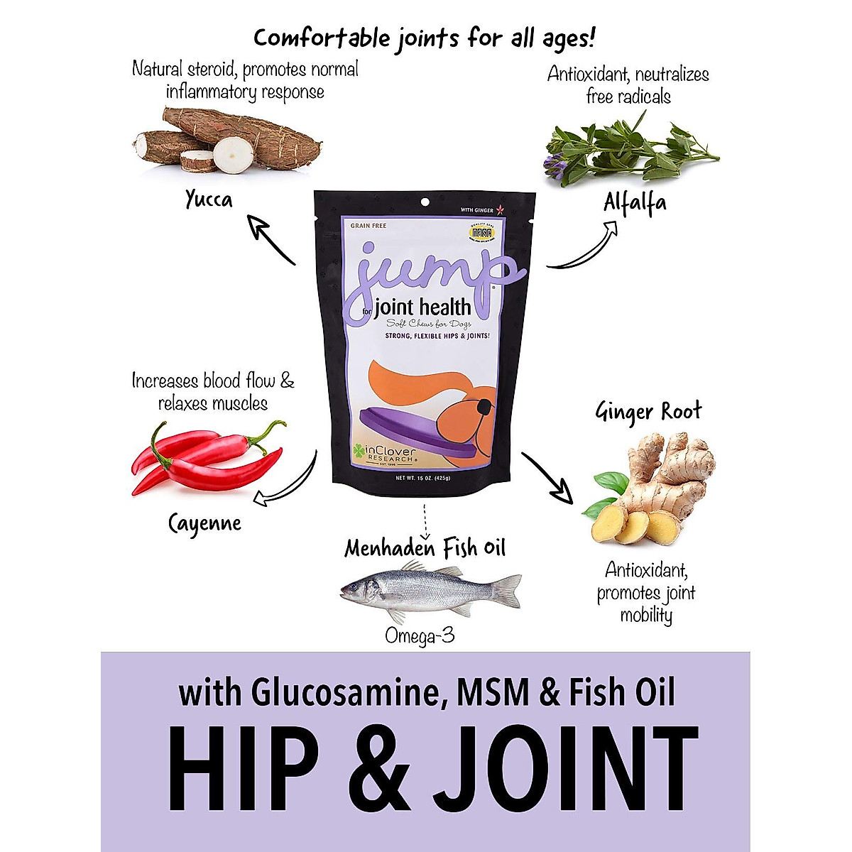 In Clover Jump Soft Chews for Daily Joint Care and Endurance Support for Dogs