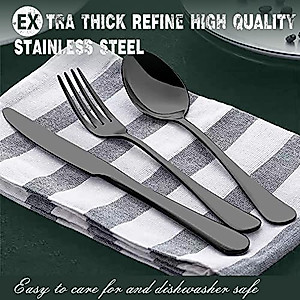 Black Silverware Set, Umite Chef 60-Piece Stainless Steel Flatware Set for 12, Kitchen Tableware Cutlery Set for Home and Restaurant, Mirror Finish