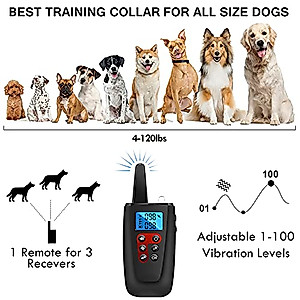 Paipaitek Dog Training Collar No Shock, 3300ft Range Vibrating Dog Collar, IPX7 Waterproof Dog Training Collar with Remote, No Prongs and No Shock, only Sound and Vibration Collar for Training Dogs