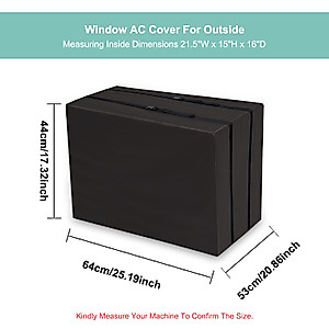 itechpanda Window Air Conditioner Cover Outdoor with Adjustable Straps, Dust-Proof and Waterproof Window AC Cover for Outside, Heavy Duty Defender (25.5Wx20.7Dx17.3H)