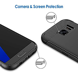 JETech Slim Fit Case for Samsung Galaxy S7 5.1-Inch, Thin Phone Cover with Shock-Absorption and Carbon Fiber Design (Black)