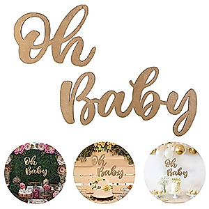 Wood Gold Baby Sign Baby Shower Banner for 1st Birthday Backdrop, Baby Party Sign Wooden Cutout Nursery Decor, Baby Party Banner Event Decorations for Gender Reveal Backdrop ,Baby Announcements