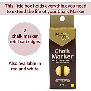 Madam Sew Chalk Fabric Marker for Sewing, Quilting & Crafting | Yellow | Tailors Liner Pen Creates Consistent Erasable Lines with Dosing Wheel Technology | Works on Cotton, Knit, Suede & All Fabrics