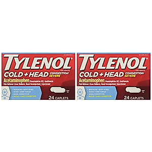 Tylenol Cold + Head Congestion Severe, 24 Caplets (Pack of 2)