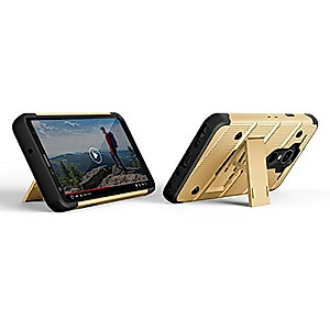Zizo Bolt Series Compatible with LG Stylo 4 Case Military Grade Drop Tested with Tempered Glass Screen Protector, Holster, Kickstand Gold Black