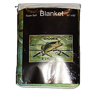AES Gone Fishin Fishing Bass Fish 50x60 Polar Fleece Blanket Throw